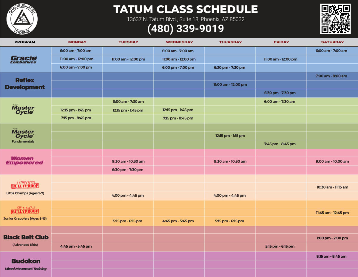 Gracie Jiu Jitsu Program Schedules | Gracie Jiu-Jitsu phoenix & Scottsdale